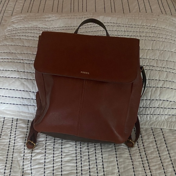 Fossil | Bags | Fossil Womens Rich Brown Leather Backpack Perfect ...